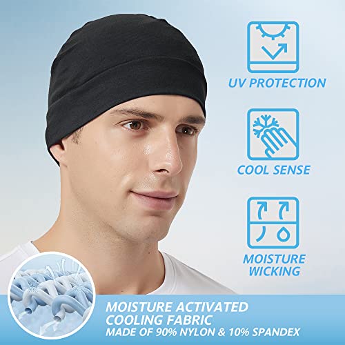 Headshion Cooling Skull Caps Helmet Liner,2-Pack Thin Beanie Lightweight Sleep Hats for Cycling Hip-hop