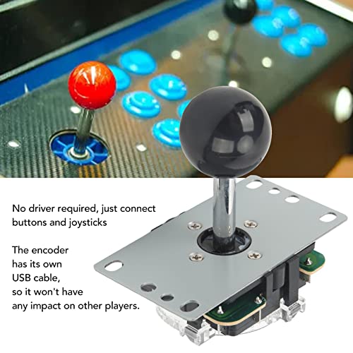 Jeanoko Arcade Controller Kit, Metal ABS Dustproof Washers High Temperature Resistance USB Cable DIY Joystick Removable Ball for Computer Game(Black)