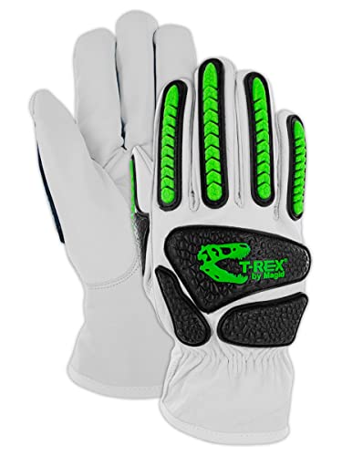 MAGID T-REX Rebel Series TRX814 Goatskin para-Aramid Lined Driver Impact Glove β Cut Level A6-9/L (1 PR), White