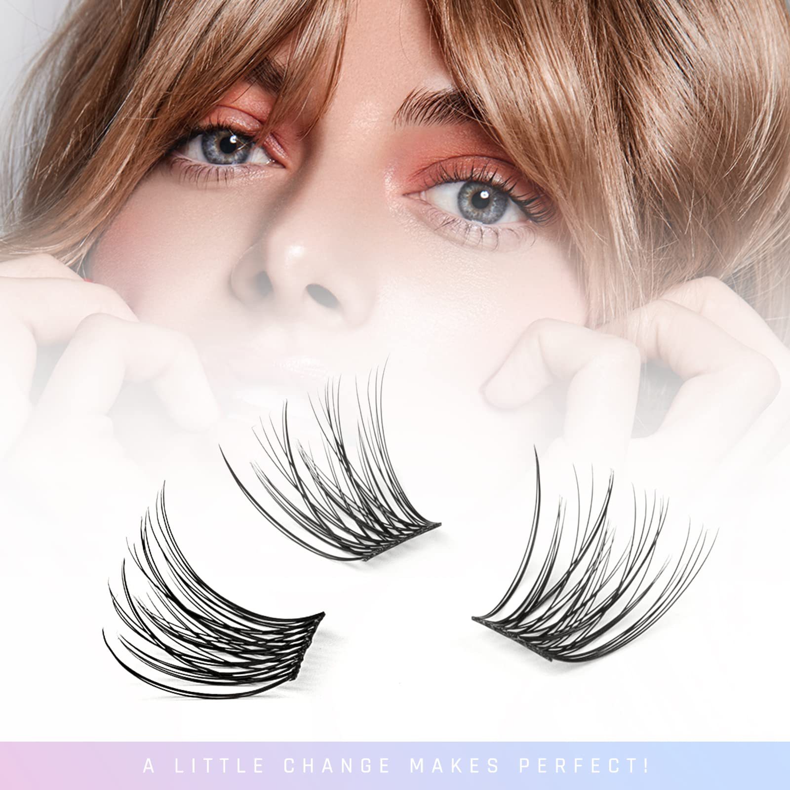 LANKIZ-DIY-Lash-Extension-Kit, with Super Hold Mascara Brush Bond & Seal Glue, Faux Mink Wide-Stem Cluster Lashes Starter Kit at Home, DIY Individual Eyelash Extensions