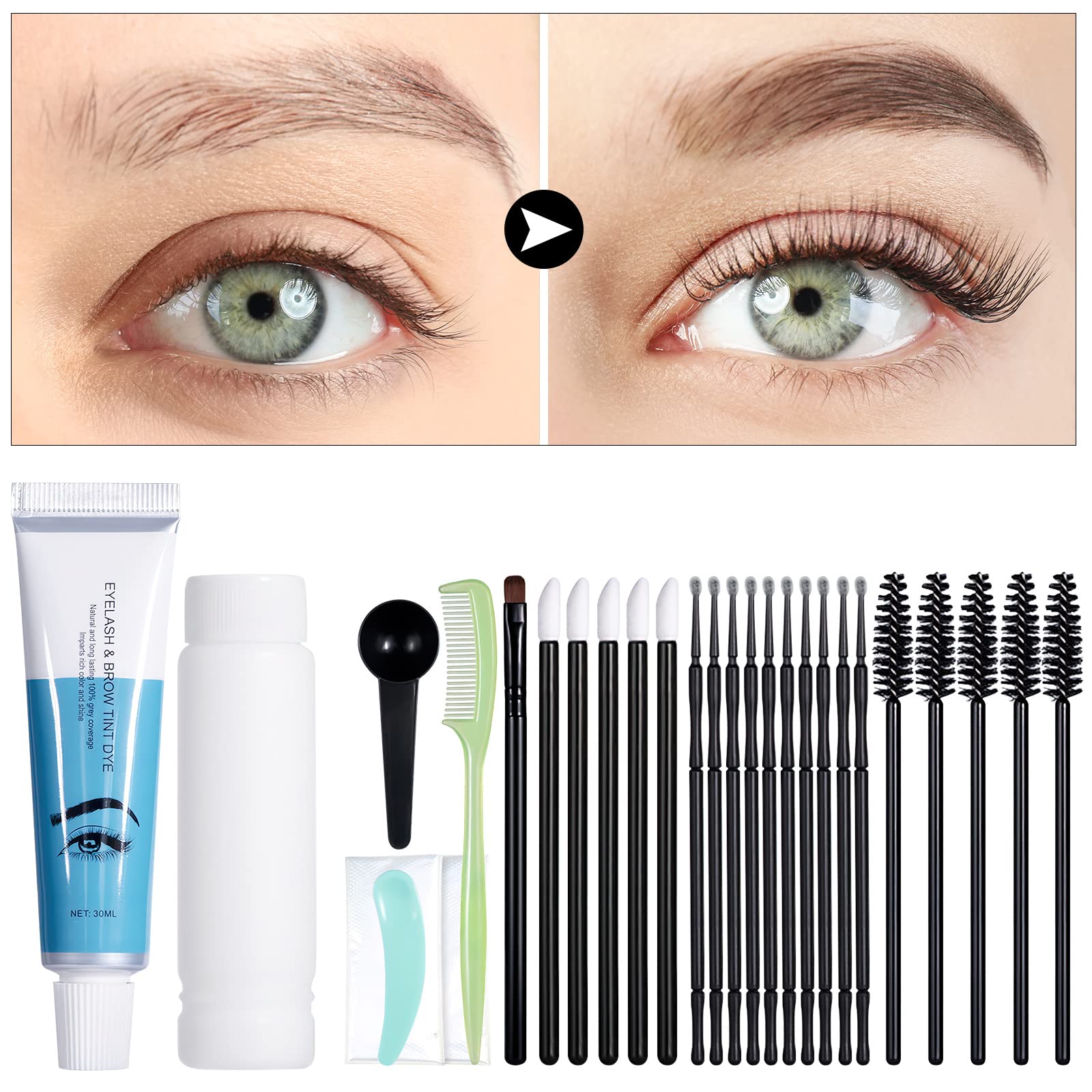 Light Brown Eyebrow Tint, Instant Eyebrow Tinting Kit for 6 Weeks Long-Lasting and Eyebrow Dye Suitable for Home and Salon