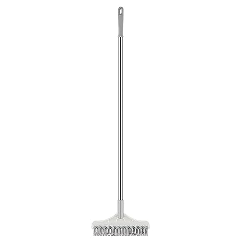 Plastic Two Sided Floor Brush Scrubber Suitable for Bathroom Tile Floors Garage Cleaning (White Gray)