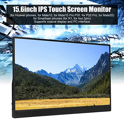 Lapotp Monitor, 100-240V 16:9 Screen Ratio 1080P Practical HDR Support IPS Touch Screen Monitor for Mobile Phone (US Plug)