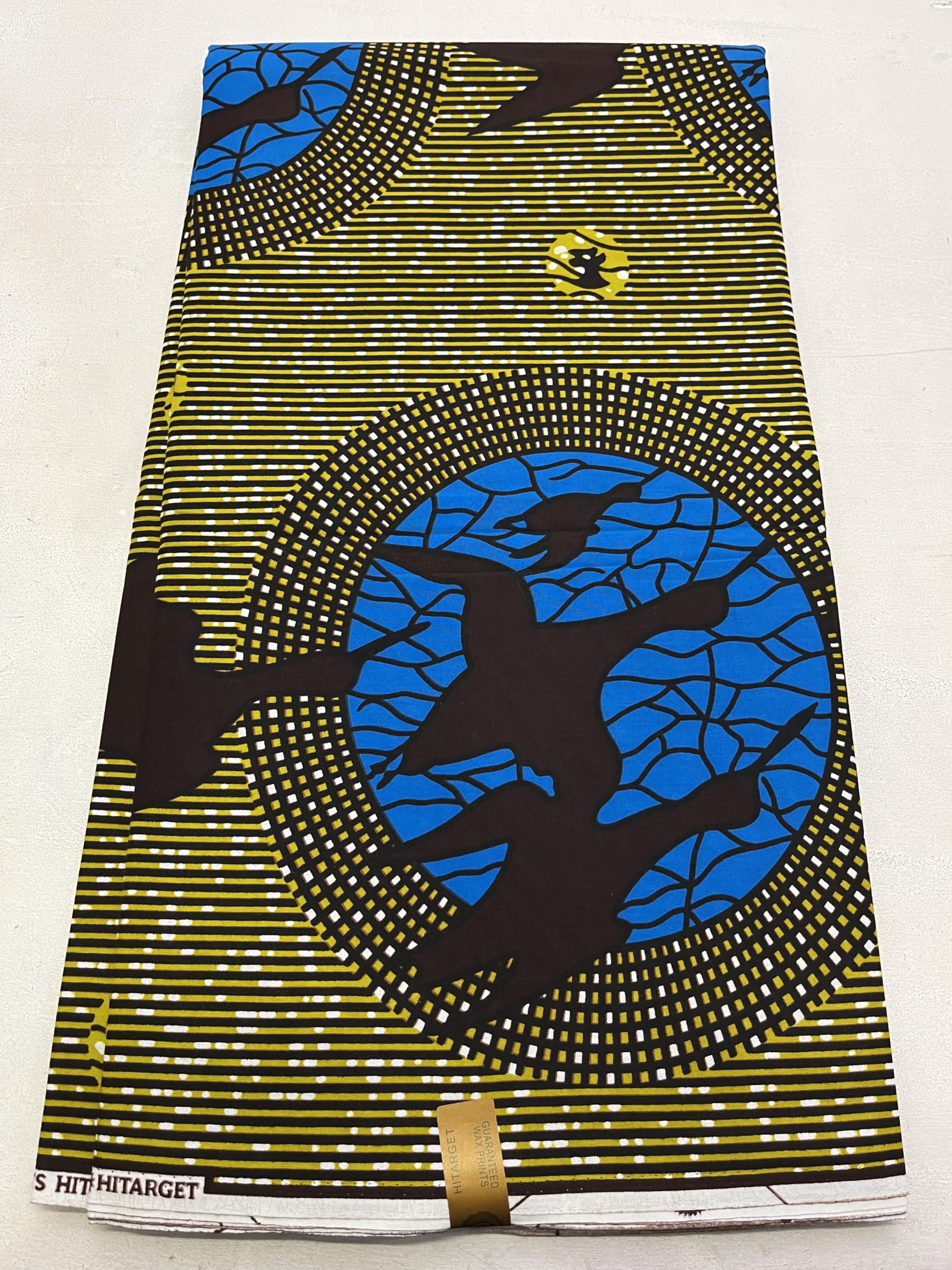 Flying Bird Design African Guaranteed Wax Block Prints Fabric/African Ankara Wrapper Fabric Wax Fabrics /-Sell by 6 Yards-100% Cotton-for Dresses- Blue, Yellow, Black, White