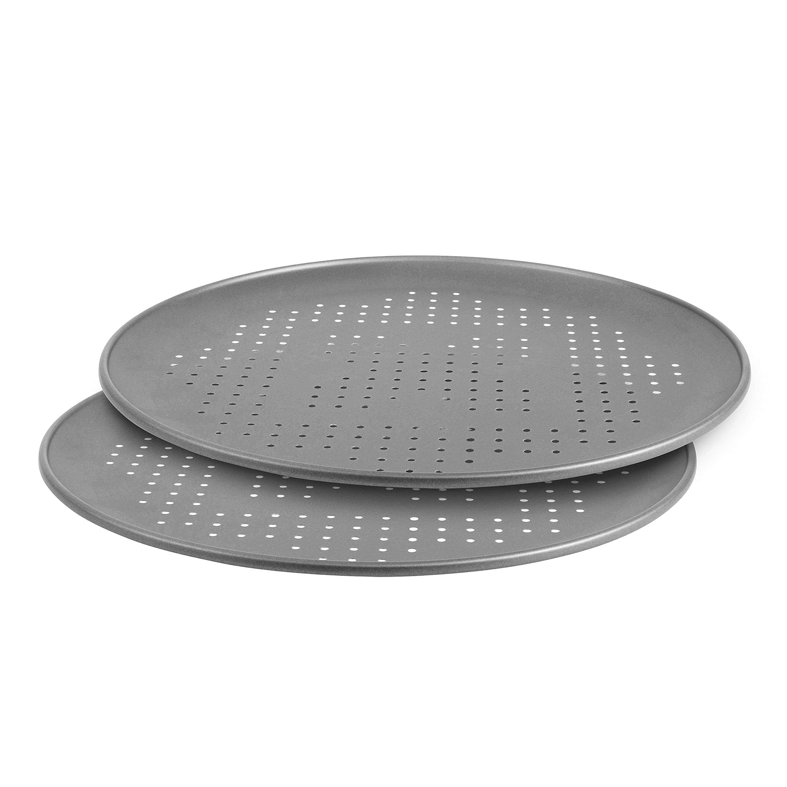 G & S Metal Products Company OvenStuff Nonstick 16-inch Pizza Crispers, Gray, Set of Two