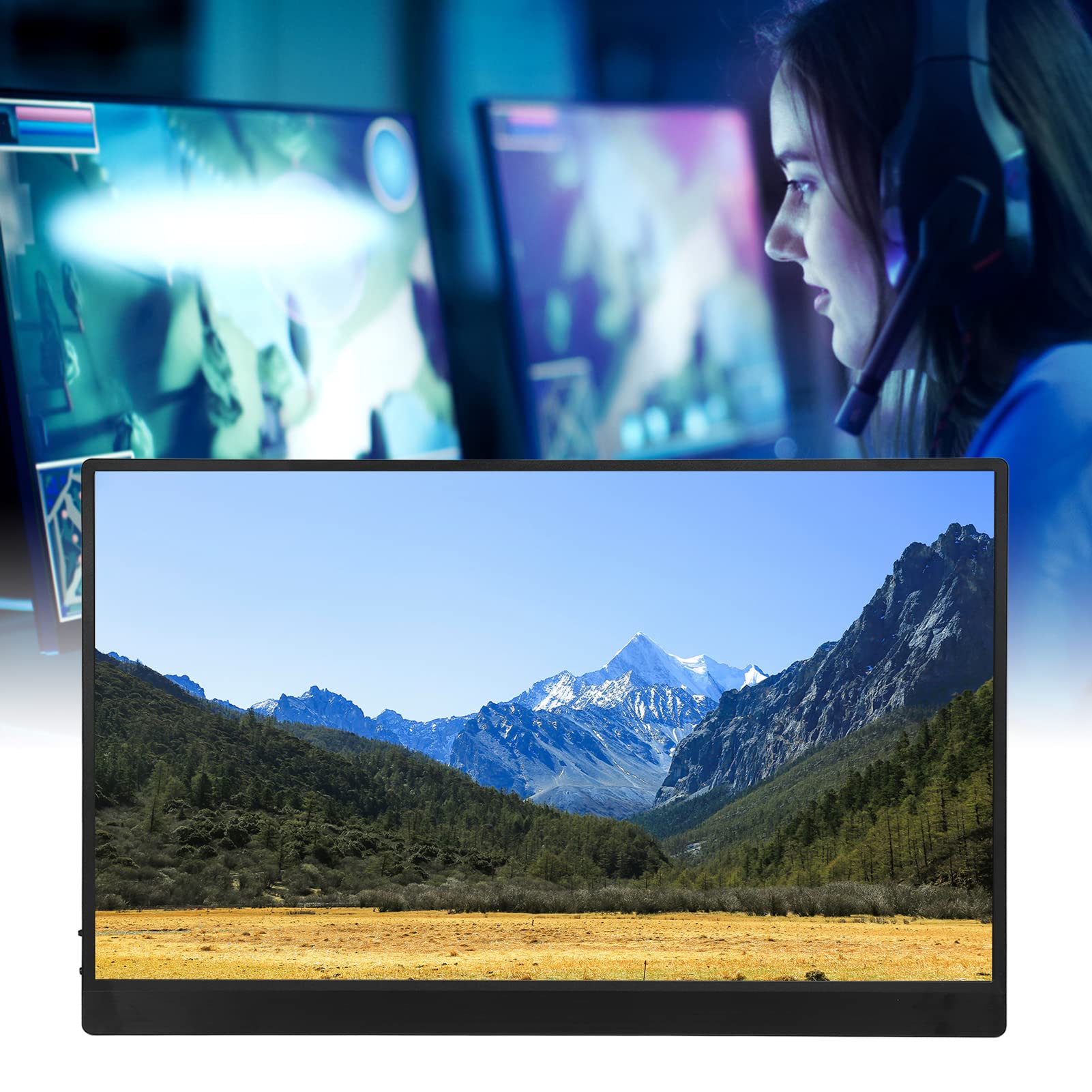 Lapotp Monitor, 100-240V IPS Touch Screen Monitor Support Same Screen Display Practical for Notebook Computer (US Plug)