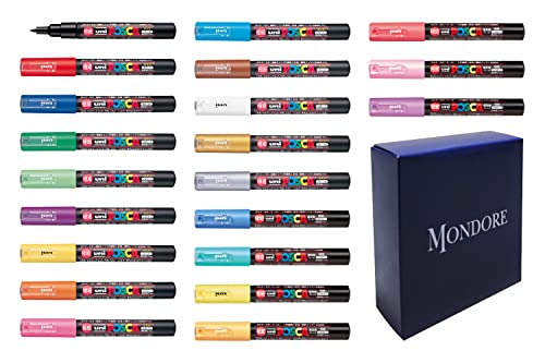 Posca Paint Marker Pen (PC-1M) 21 Colors Full Set with Original Box Japan Import