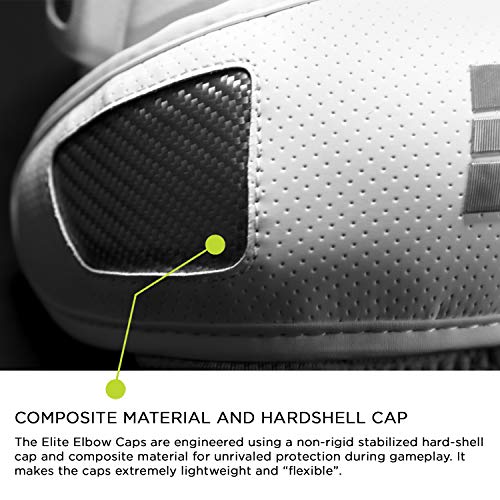 Epoch Integra Elite Lacrosse Elbow Caps with Form-Fitting Compression Sleeve, Hardshell, Medium, White