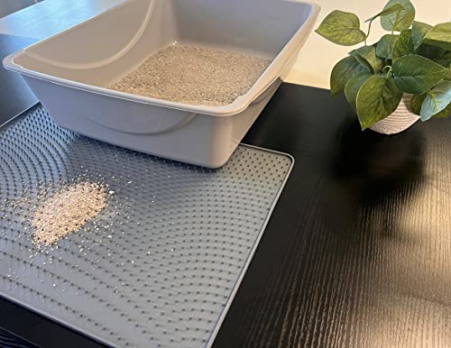 Premium Grade Pet Food Mat, Silicone Cat Litter Mat, Floor Protective Mat, Waterproof, Urine Proof Silicone Pet Mat with Silicone Bristles to help Clean Pets Paws