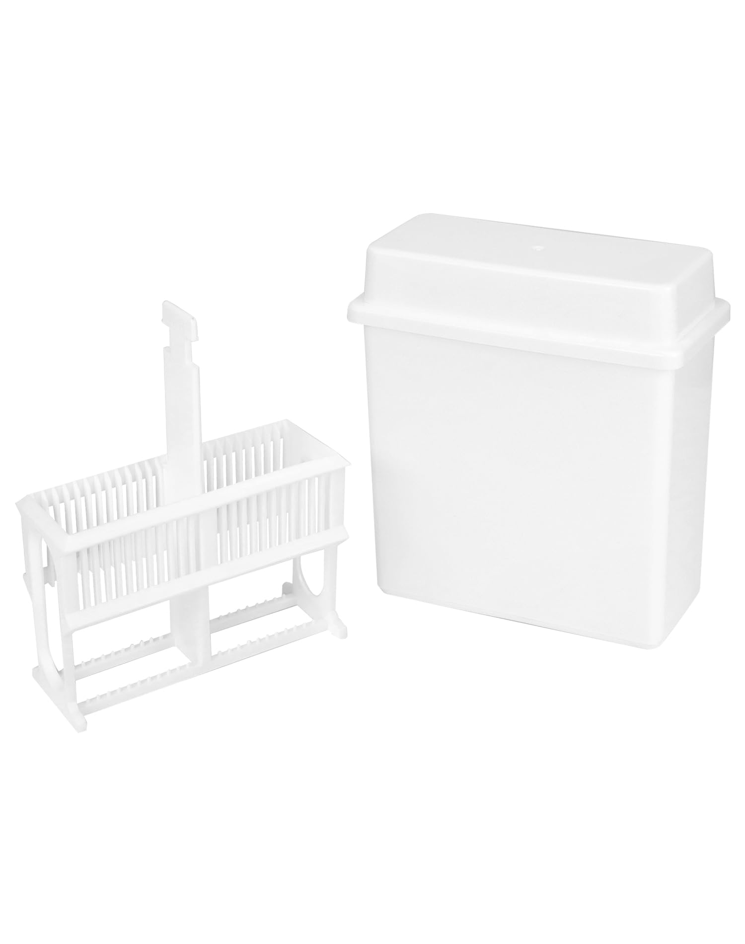 QWORK Microscope Slides Staining Jar and Rack, 4 Pcs 24-Slots, White