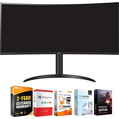 LG 34WP75C-B 34" Curved UltraWide QHD Monitor with AMD FreeSync Bundle with Elite Suite 18 Software + 2 Year Protection Warranty