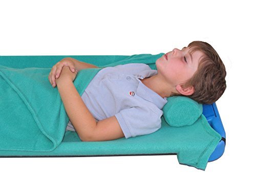 ROLLEE POLLEE Nap Sac Roll Up Napping Blanket with Attached Pillow for Preschool/Daycare, Super Soft with Elastic Straps, Fits Most Mats and Cots (Royal Blue)