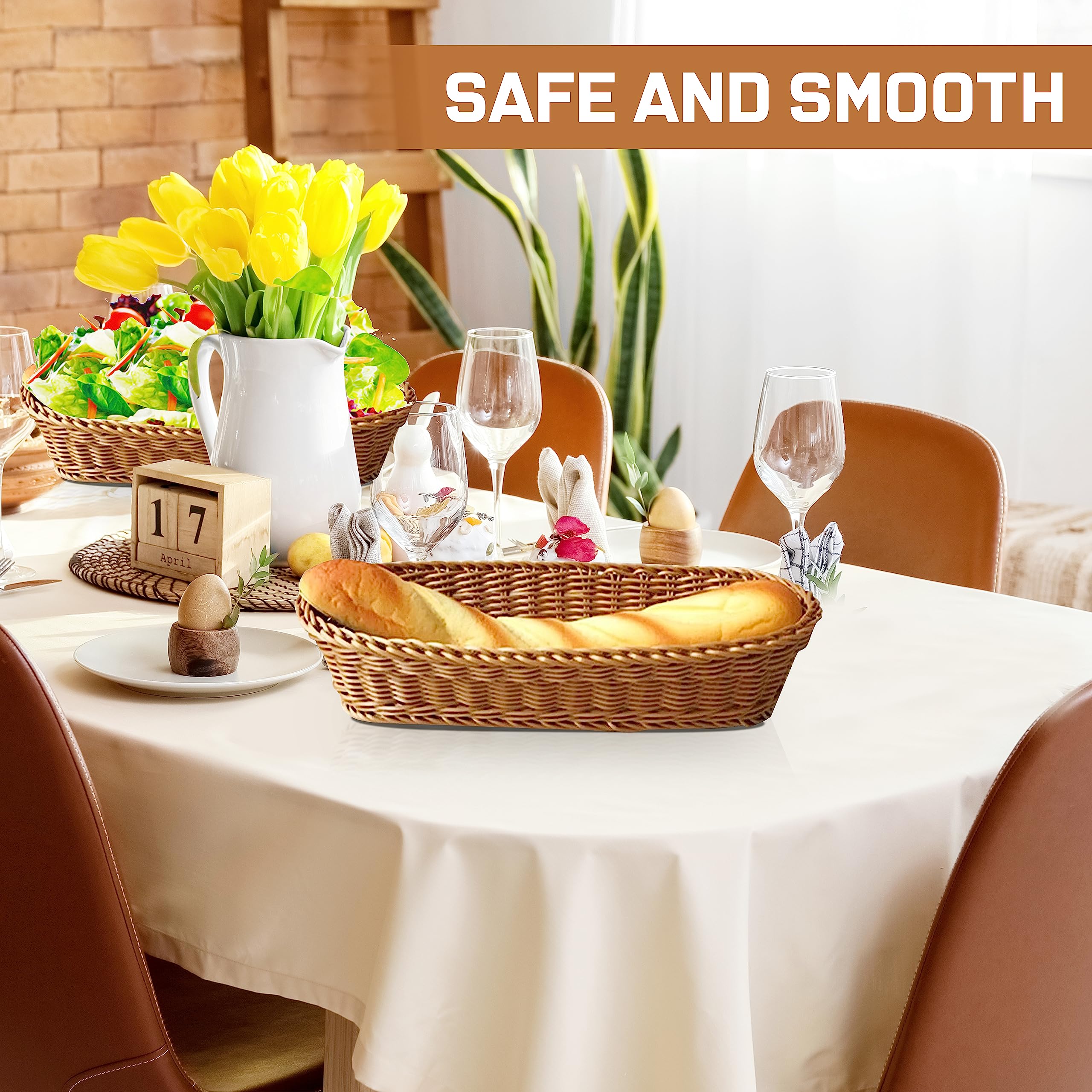 Kovot Wicker Bread Basket - 14.5" Woven Polypropylene Basket β For Food Display and Serving β Snack Organizer Basket