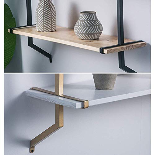 PIBM Stylish Simplicity Shelf Wall Mounted Floating Rack Shelves Iron Art Solid Wood Bookshelf Living Room Background Wall,Layer 2/3,2 Colours,4 Sizes, Black Border , 80x26x104cm