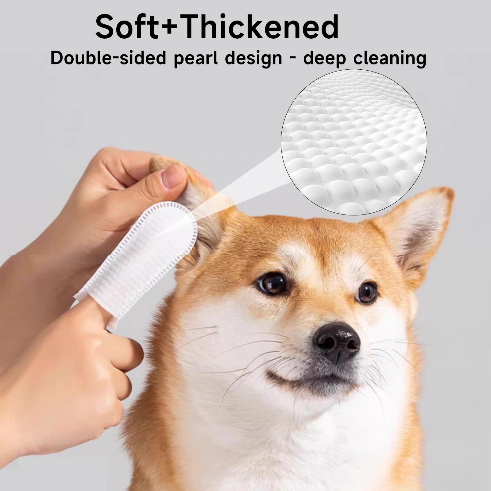 MOOECKOM Dog Ear Cleaner Dog Ear Wipes,Natural Ear Wipes Finger for Dogs & Cats Finger Ear Cleaner Wipes,50 Count