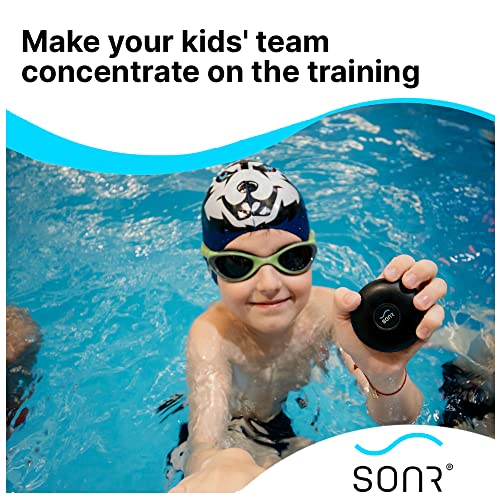 SONR Swim Coach Communicator, Waterproof, Underwater Communicator, Swimming, Swim, Coach Gifts, Bone Conduction, Real-time Coaching, Headphones, Metronome Black