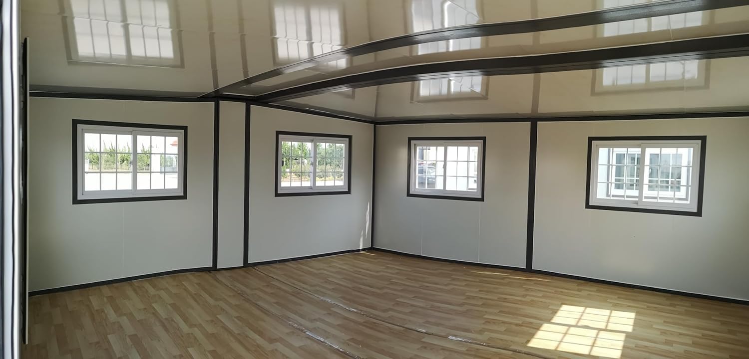 Mo-office 20ft Prefab unfoldable House casas prefabricadas para Vivir Tiny Homes to Live in for Adults Small Foldable Container House kit Mobile Modular Guest House for Sale Shed Storage Box,no Toilet