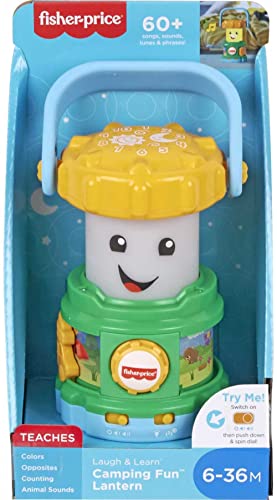 Fisher-Price Laugh & Learn Camping Fun Lantern, Musical Toy with Lights, Sounds and Learning Content for Baby and Toddler Ages 6-36 months