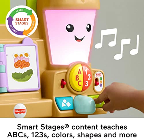 Fisher-Price Laugh & Learn Grow-the-Fun Garden to Kitchen, Interactive Farm-to-Kitchen Playset for Toddlers with Music, Lights and Learning Content