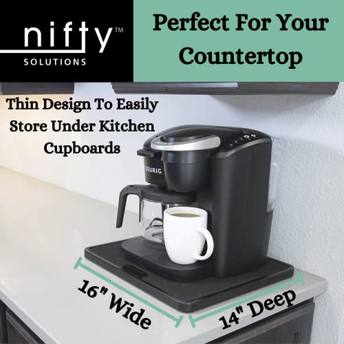 Nifty Small & Large Appliance Rolling Tray - Black, Home Kitchen Counter Organizer, Integrated Rolling System, Non-Slip Pad Top for Coffee Maker, Stand Mixer, Blender, Toaster