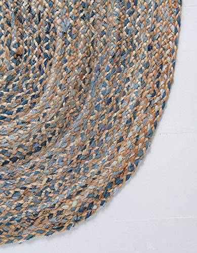 Unique Loom Braided Chindi Collection Casual Modern Blue Oval Rug (4' 0 x 6' 0)