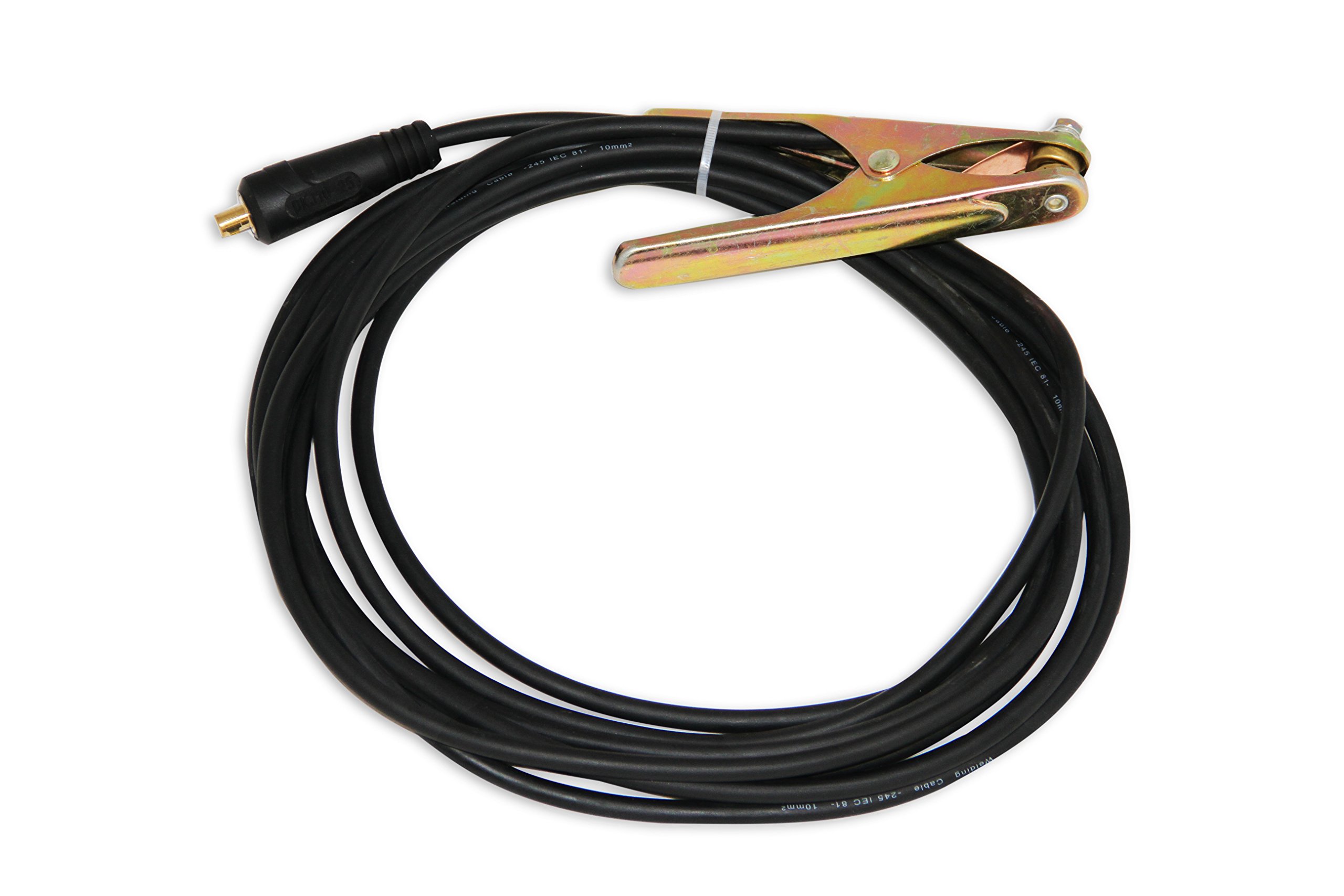 LOTOS GC01 19' Ground Cable 10-25 Ground Clamp for Plasma Cutter LTP5000D LT5000D CT520D LTPDC2000D LTP6000 TIG Welder TIG140 and MIG Welder MIG140, Black, Normal Load