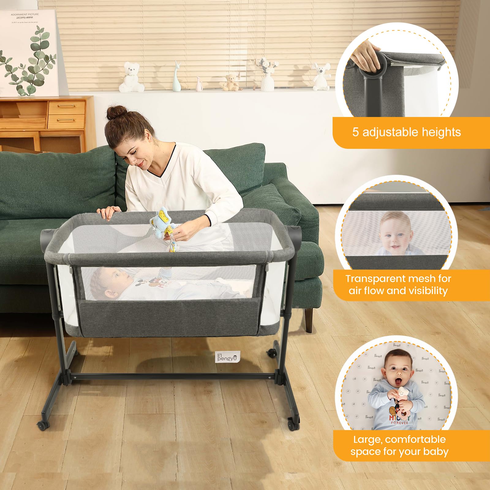 Li’l Pengyu Safer Sleep Bassinet, Comfy Mattress Pad Bassinet Sheet (1 Per Pack)