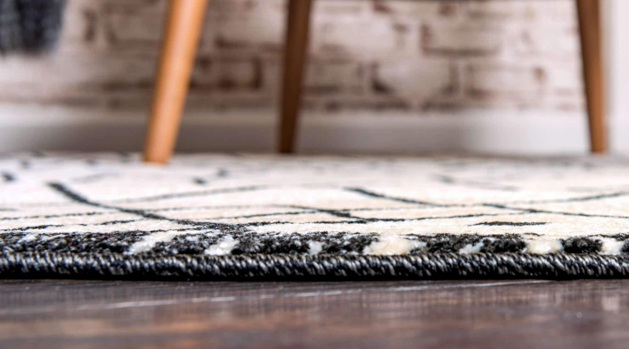 Unique Loom Fez Collection Tribal, Moroccan, Bohemian Area Rug, 3' 3" x 3' 3", Beige/Black