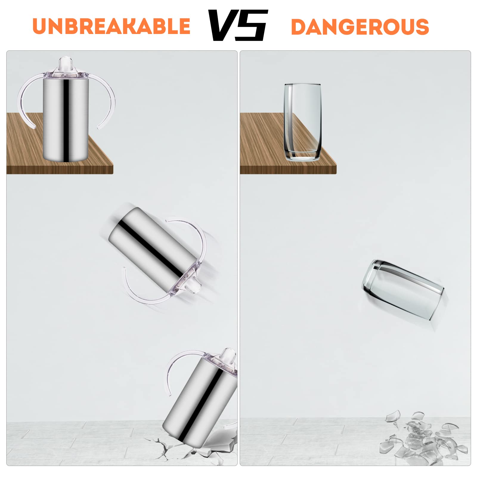 Vermida 12oz Stainless Steel Sippy Cups for Toddlers with Handles, Spill Proof Double Wall Vacuum Insulated Sippy Cups, Kids Straw Cups with Extra Lids for School, Outdoor