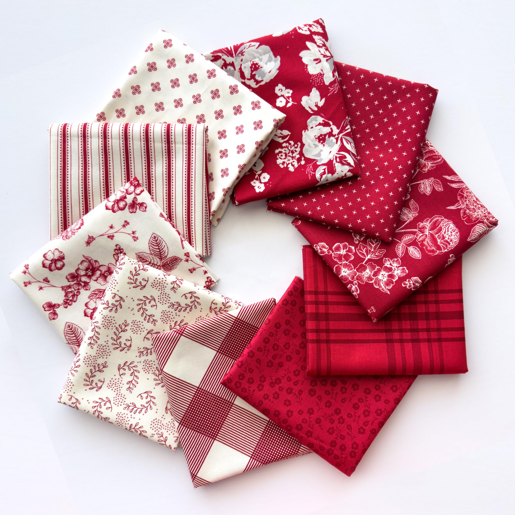 Lily Bella Fabrics Heirloom Red Fat Eighth Bundle (10 Pieces) by My Mind's Eye for Riley Blake (MME.HEIRLOOMRED.A.10FE)