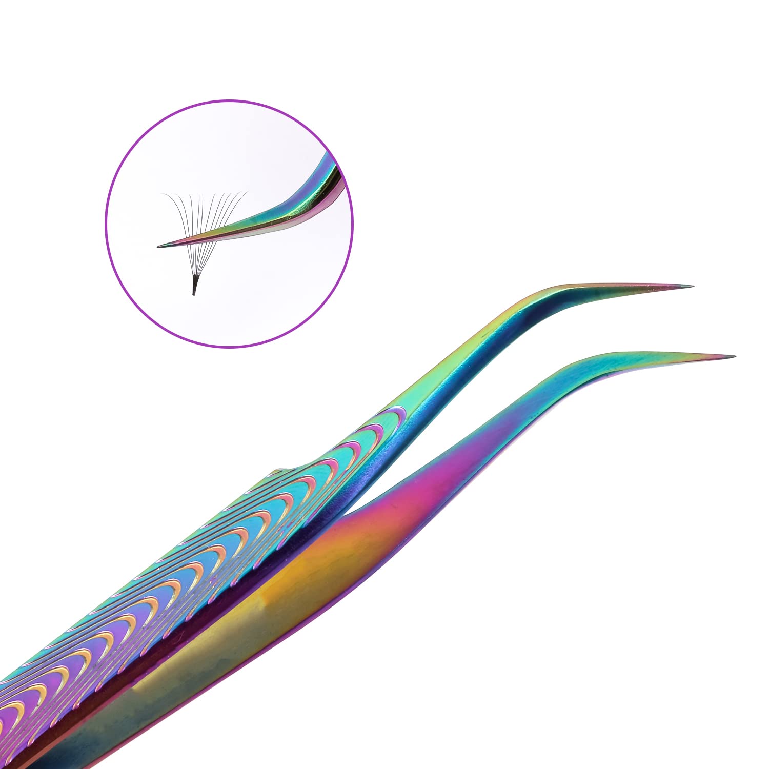 Kolybel Eyelash Extension Tweezers Professional Precision Stainless Steel Lash Extension Tweezers for Mega Volume and Mink Eyelashes Extensions Applying Curved Tips(Color-K05)