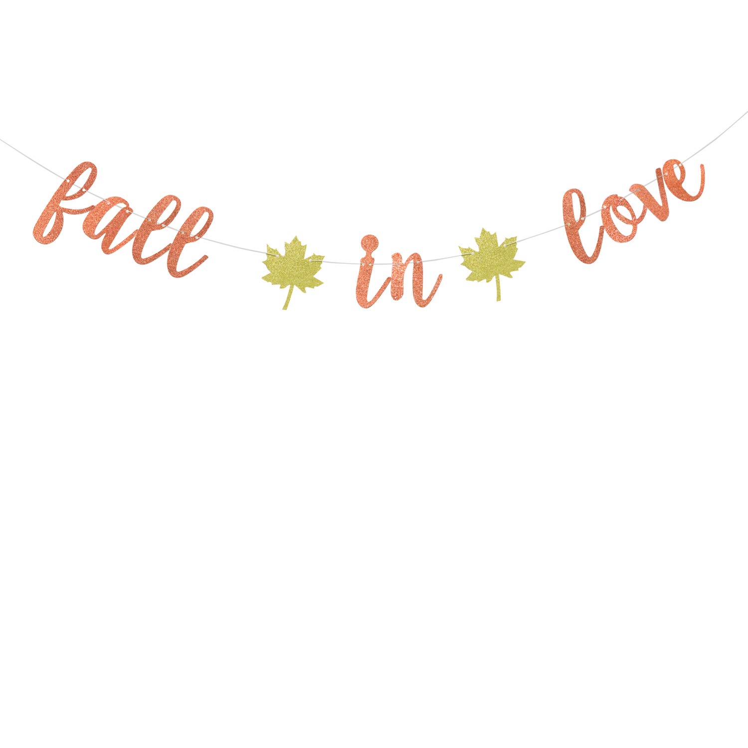 Rose Gold Glitter Fall in Love Banner-Fall Autumn/Wedding/Engagement/Bridal Shower Party Favors Supplies