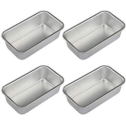 PRIZOM 4Pcs Aluminum Loaf Tin Rectangular Non-Stick Bread Mould Bread Loaf Pans Kitchen Dining Bar Supplies