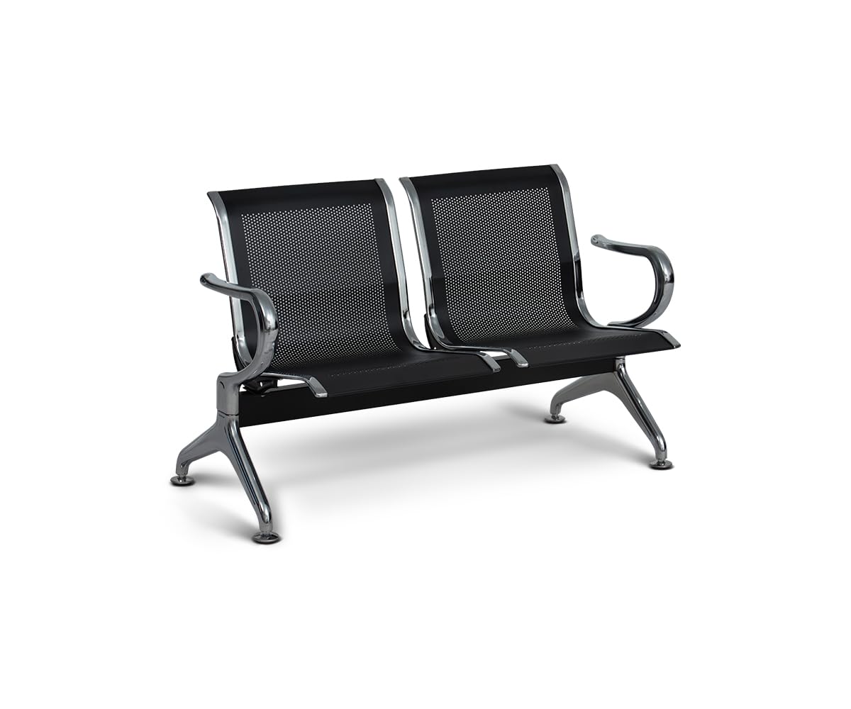 FIZZEEY Waiting Room Chairs, 2 Seat Office Guest Reception Chairs, Waiting Room Bench Furniture for Hospital Bank Airport, Black