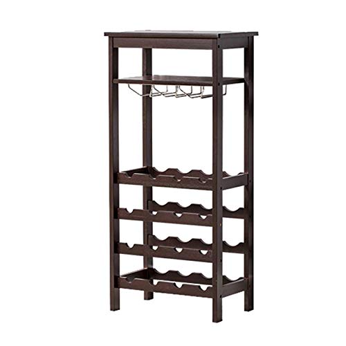 PIBM Stylish Simplicity Wine Rack Wine Rack Free Standing Wooden, Bamboo Material, Can Store 16 Bottles of Red Wine and 6 Goblets, Multi-Layer Storage Area, 47 * 29 * 99.5Cm, Wood Color, Brown, B