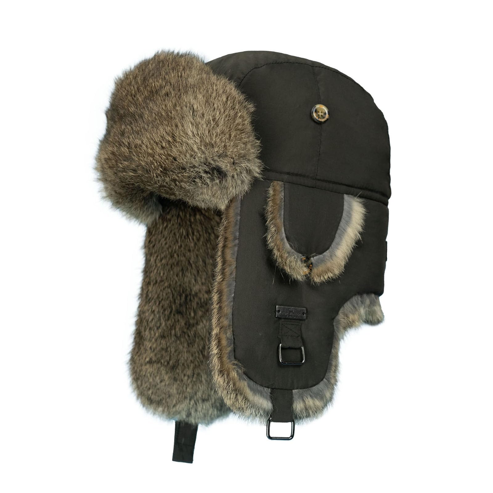 Fur Winter Trapper Hat,100% Rabbit Fur Aviator Ski Trapper Trooper Pilot Hat,Snow Eskimo Hat with Ear Flaps for Men & Women