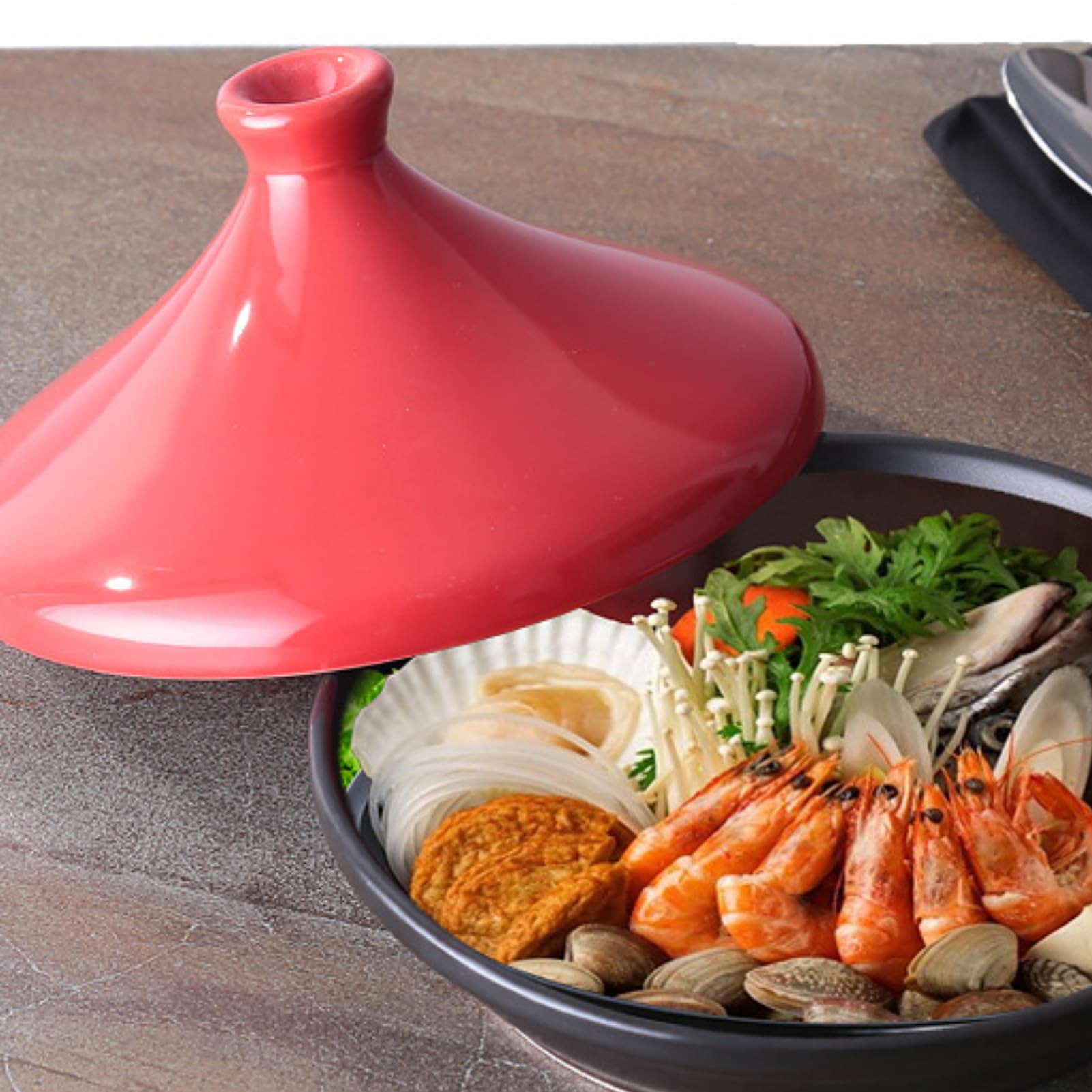 Moroccan Tagine, 9.5 Inch Tajine Pot with Double Oven Mitts Moroccan Ceramic Pot Cooking Pot, Oven and Dishwasher Safe