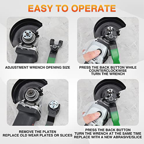 PRETEC Adjustable Angle Grinder Pin Wrench Lock-Nut Spanner Grinder Wrench Universal with 2 Pairs Work Gloves,Compatible 4/5/6/7/9 Inch Angle Grinder for Dewalt Makita