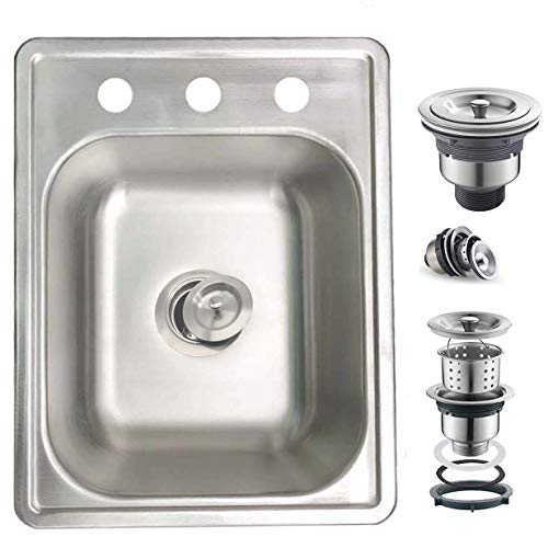 ORLANDO 17x22 inch Single Bowl Kitchen Sink Drop in Stainless Steel Bar Sink, Topmount Bar/Prep sink