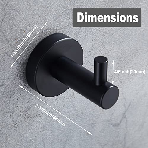 Orlif Towel Hooks,Matte Black SUS304 Stainless Steel Wall-Mounted Robe Hooks Holder Coat Hook for Bathroom, Kitchen, Bedroom, Hotel