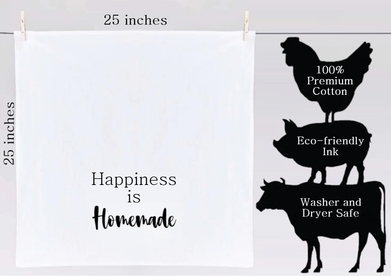 Happymade Fall Dish Towels for Kitchen 4 Pack Black and White Kitchen Towels Kitchen Towels Decorative Set |25x25in Fall Kitchen Towels | Farmhouse Kitchen Towels | Tea Towels for Kitchen