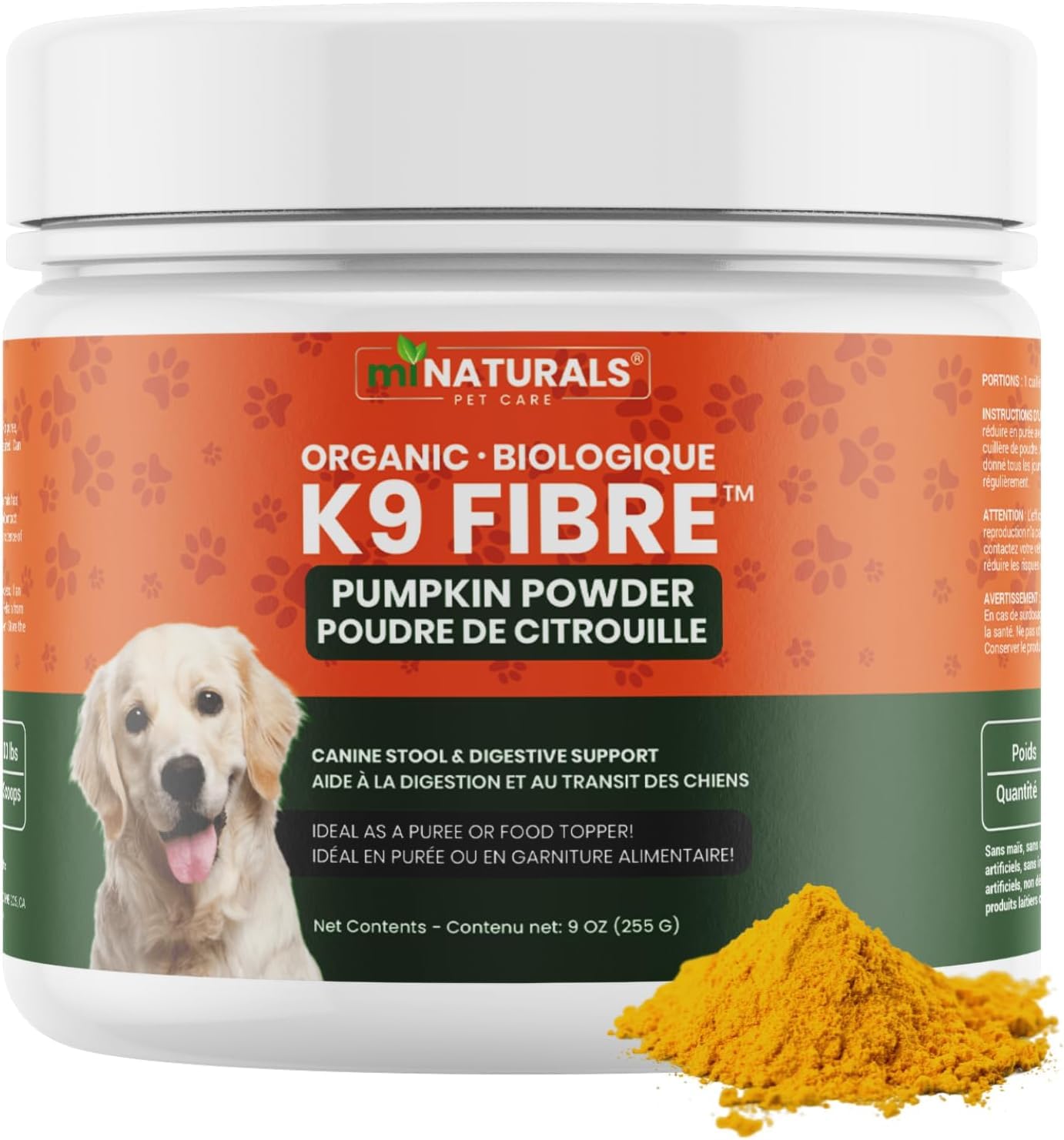 Pumpkin Powder for Dogs Organic 9 oz (255g) Premium Fibre - Canine Stool & Digestive Support - No Diarrhea or Scoots! by miNATURALS