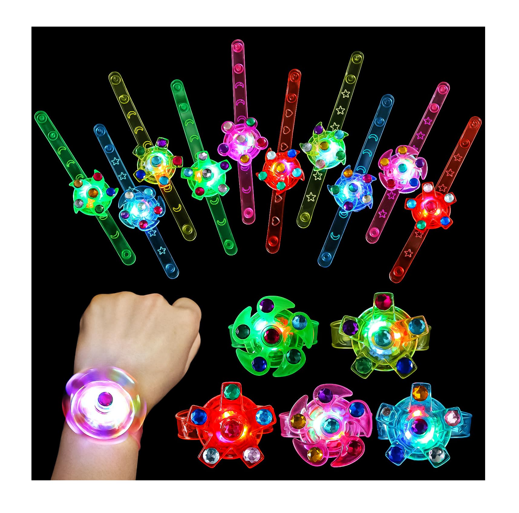SCIONE LED Light Up Bracelets Party Favors for Kids 4-8 8-12, 48 Pack Goodie Bag Stuffers Classroom Prizes, Pinata Stuffers, Return Gifts for Kids Birthday Halloween Christmas Valentines Party Faovrs