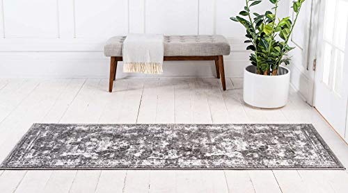 Unique Loom Sofia Collection Area Rug - Salle Garnier (3' 3" x 19' 8" Runner, Gray/ Ivory)