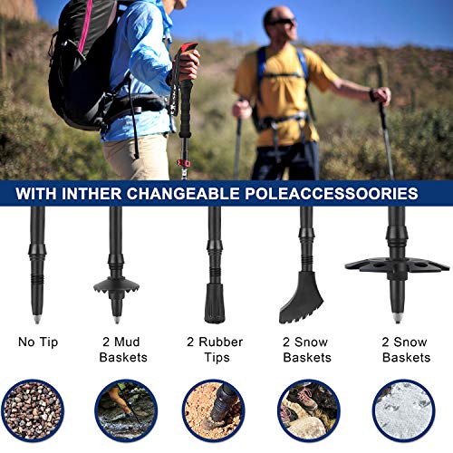 Folding Trekking Poles- 2 Pack Lightweight Aluminum Adjustable Hiking Poles-Walking Sticks with Quick Lock System - Upgrade Cork Handle-Professional Walking Poles for Men, Women and Children