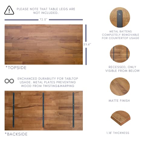 Lovendo | Handmade | Solid Wood Table Top | Butcher Block Counter Top | 72ββ x 23.6 ββ inch | Thickness 1.18'' | Matte Finish