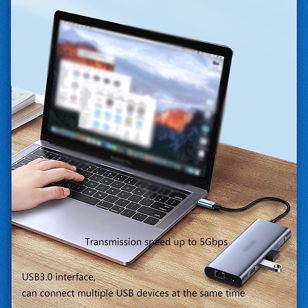 Hub Dock Adapter USB C Dock 11-in-1 USB C Hub Connect HDMI, VGA, SD/TF Card Reader, PD 100W, 3 USB 3.0 and USB 2.0, Ethernet, 3.5mm Ports Computer Accessories
