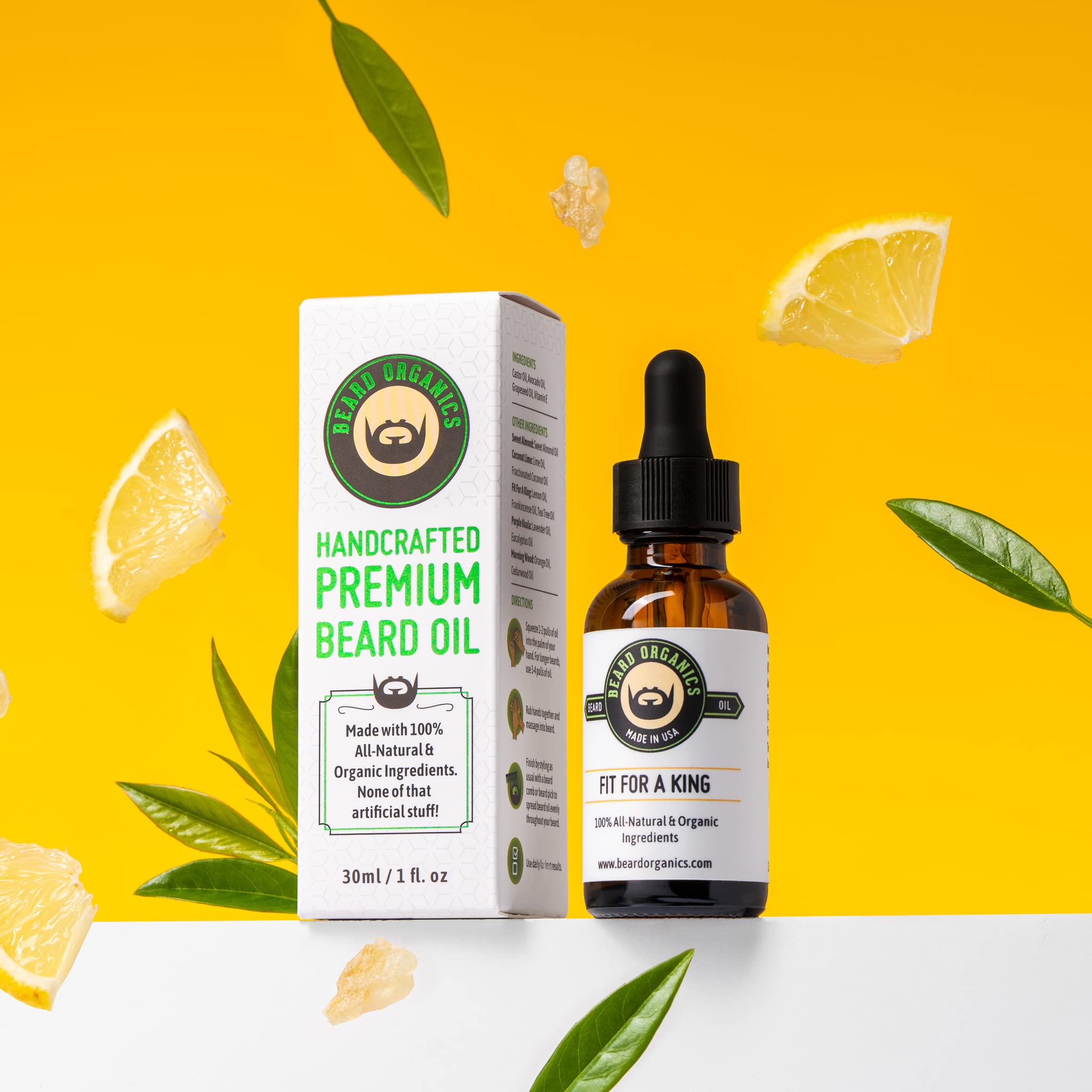 Fit For A King Beard Oil | Lemon, Tea Tree & Frankincense Scent | by Beard Organics