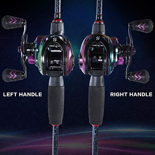 Sougayilang Baitcasting Reels - Colorful Fishing Reel, 8.0:1 Gear Ratios, 9+1 BB, Magnetic Braking System - Right