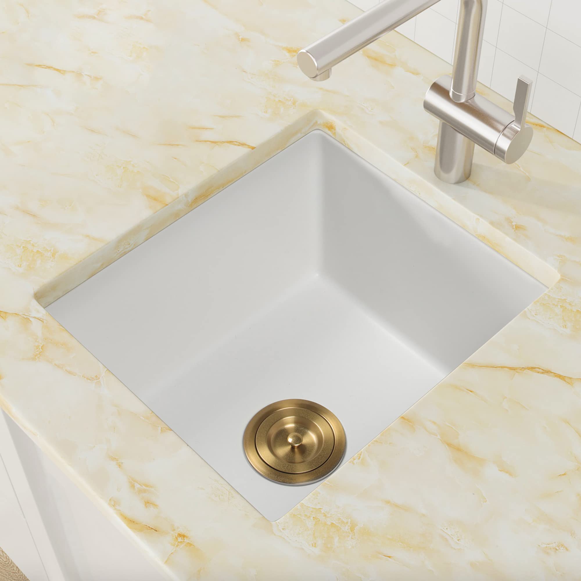 Lonsince Bar Sink,Undermount Bar Sink 16 X 18 Inch,Small RV Sink,Small Bar Sink,White Bar Sink,Granite Undermount Sink,Quartz Classic Kitchen Sink White